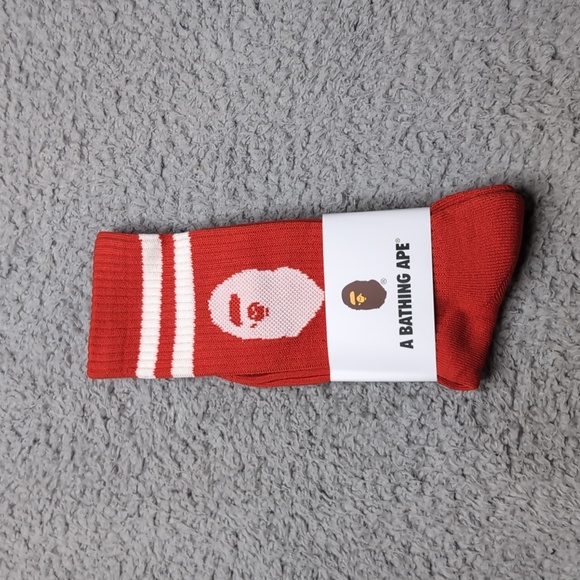Bape | Underwear & Socks | Bape Crew Socks Ape Head Logo Striped Mens ...